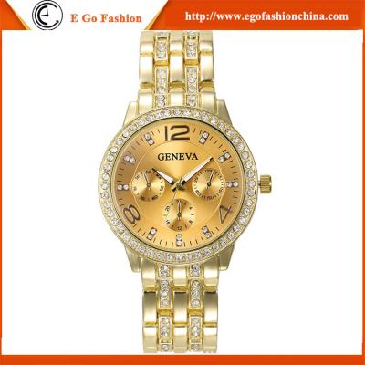 China GV01 Rose Gold Luxury Geneva Watch Alloy Watches for Woman Lady Dress Watch Quartz Watches for sale