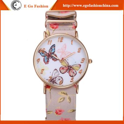 China GV07 Butterfly Plate PU Leather Band Watches for Woman Stainless Steel Watch Quartz Watch for sale