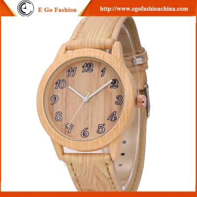 China GV14 4 Colors Wooden Color Watches Unisex Watch PU Leather Watch Geneva Gift Wristwatches for sale