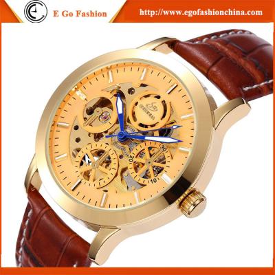 China SH16 Golden Watch Genuine Leather Strap SHENHUA Watch Branding Mechanical Watch for Man for sale
