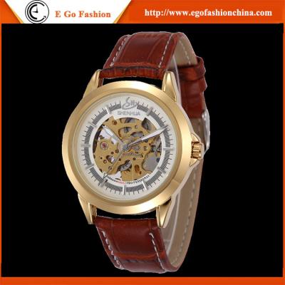China SH26 SHENHUA Branded Watch for Man Stainless Steel Watch Golden Watches Leather Band Watch for sale