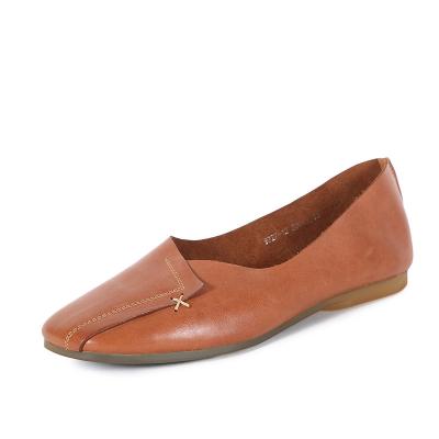 China S008 2020 new spring and autumn fashion single shoes square toe mules soft and breathable leather women's shoes for sale