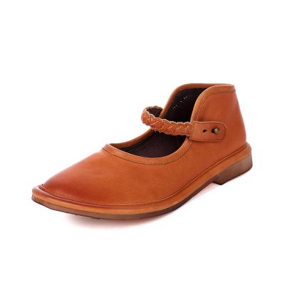 China S018 Spring and summer new women's shoes leather ethnic style soft sole original handmade cowhide single shoes for sale