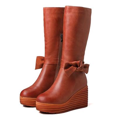 China S039 Original handmade boots, knight boots, leather and velvet flat-bottomed high-tube female boots, retro Martin boots for sale