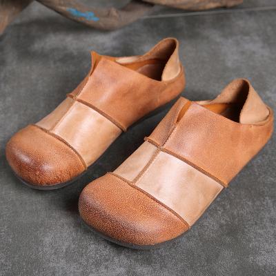 China S044 Personality handmade leather shoes female original Mori female flat bottom female shoes color matching cowhide for sale