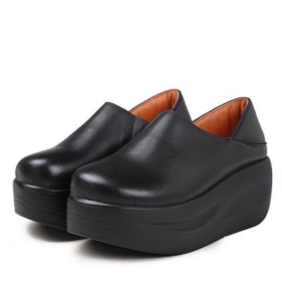 China S050 Round toe retro original handmade women's shoes thick-soled wedges with the first layer of leather casual single for sale