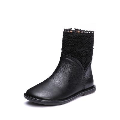 China S088 Explosive Martin boots retro handmade leather fashion knitted stitching flat ladies short boots for sale