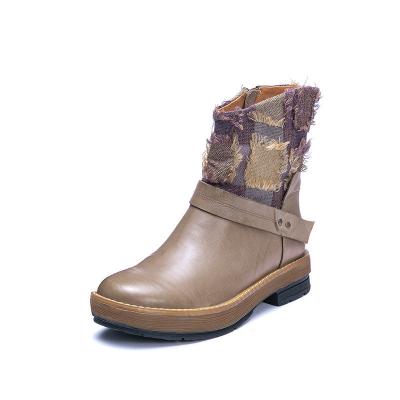 China S095 New autumn and winter Martin boots in tube ethnic style leather boots retro leather women's shoes explosion for sale