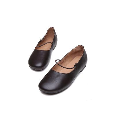 China S105 2020 new leather women's shoes shallow mouth flat single shoes women's art and comfort women's shoes autumn for sale