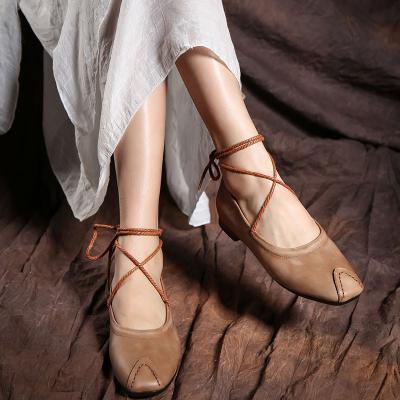 China S112 Women's shoes autumn money Hui ethnic beauty cross lace women's shoes 2020 autumn new leather temperament single sh for sale