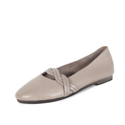 China S125 2020 new spring and autumn handmade simple pure color leather women's shoes sweet temperament literary single shoes for sale