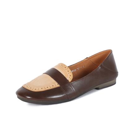 China S126 2020 new spring and autumn retro women's shoes factory wholesale handmade contrast simple leather soft ethnic style for sale