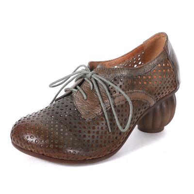 China S130 2020 spring style literary fan small leather shoes women's shoes spring and summer forest simple high-heeled retro for sale