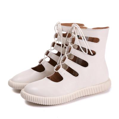 China S146 Factory new fashion trend leather lace-up hollow cool boots ethnic style retro handmade Guangzhou spring and summer for sale