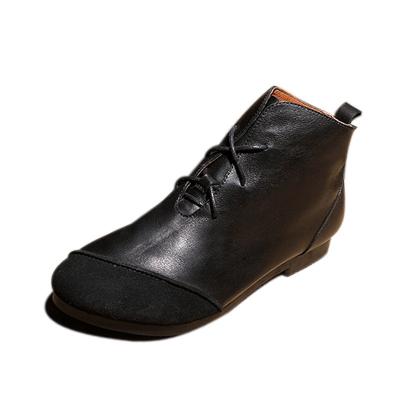 China S194 Manufacturer Sen simple handmade leather original women's shoes fashion all-match flat-bottom lace-up literary retr for sale