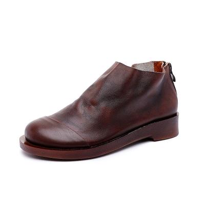 China S203 Simple first layer cowhide thick bottom thick heel Guangzhou women's shoes fashion all-match short tube original bo for sale