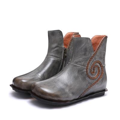 China S218 Gradient polished retro ethnic style handmade women's shoes cowhide flat-bottomed autumn and winter warm women's le for sale