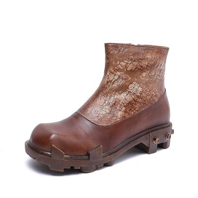 China S220 Thick velvet ethnic retro short boots handmade leather original warm women's shoes leather boots wholesale for sale