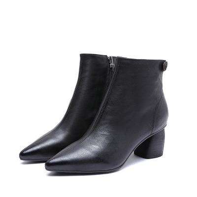 China S227 Pointed ladies elegant leather handmade short boots fashion all-match leather autumn and winter boots women's shoes for sale