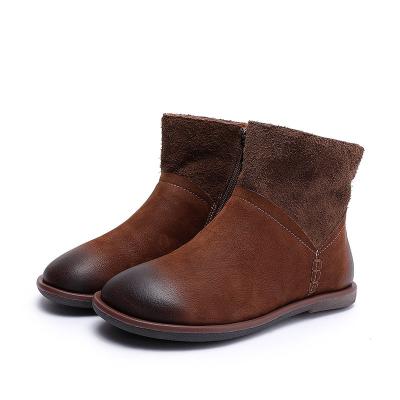 China S233 Warm thick velvet frosted leather handmade boots fashion all-match women's shoes handmade cotton boots for sale