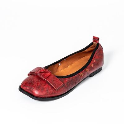 China S239 2020 Gradient Polished Handmade Leather Women's Shoes Square Toe Velcro Thick Heel Shoes for sale