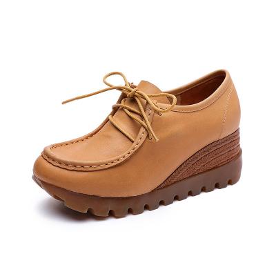 China S252 2020 new leather retro high-top leather shoes with lace-up all-match fashion thick-soled increased shoes for sale