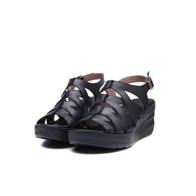 China S256 New summer simple all-match sandals leather thick-soled increased women's shoes convenient buckle for sale
