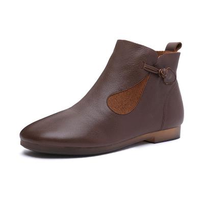 China S283 New Style Flat-Bottomed Forest Fresh And Fashionable Short Boots Handmade Leather Ethnic Style All-Match Women'S Sh for sale