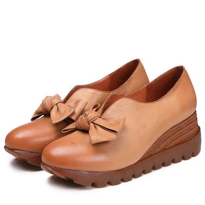 China S292 New Spring Mori Women'S Slope With Leather Bowknot Top Layer Sheepskin Non-Slip Round Toe Original Women'S Single S for sale
