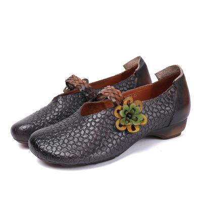 China S300 Factory Autumn And Winter New Handmade Leather Round Toe Shoes, Retro Literature And Art Ethnic Style Velcro Women' for sale
