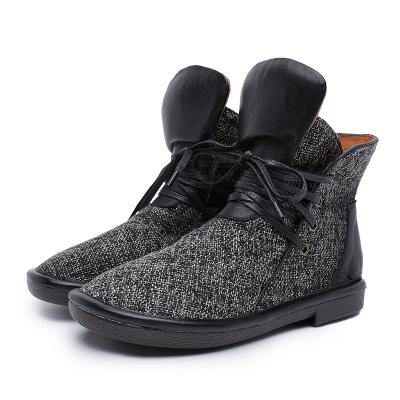 China S308 Forestry Pastoral Style Fresh Literature And Art Cotton And Linen Lace-Up Women'S Boots Handmade Original Leather E for sale