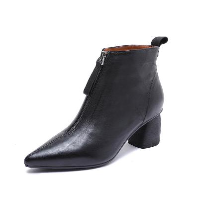 China S324 Simple Top Layer Cowhide Pointed High-Heeled Women'S Short Boots, All-Match Fashion Increased Autumn And Winter War for sale