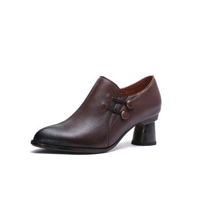 China S346 Women'S Shoes Autumn Style Cross Lace Women'S Shoes 2020 Autumn New Leather Temperament Single Shoes Women for sale