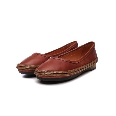 China S347 Women'S Shoes Leather Retro Women'S Shoes Woven Shallow Mouth Flat Shoes Women'S Autumn And Winter Factory Direct S for sale