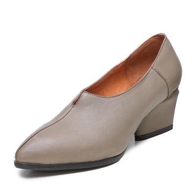China S355 2020 Autumn New Women'S Shoes Leather Original Retro Handmade Wedges Four Seasons Shallow Mouth Women'S Single Shoe for sale