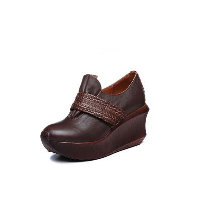 China S382 Women'S Shoes Autumn 2020 New Hand-Woven Leather Women'S Shoes Convenient Velcro Thick-Soled Increased Women'S Shoe for sale
