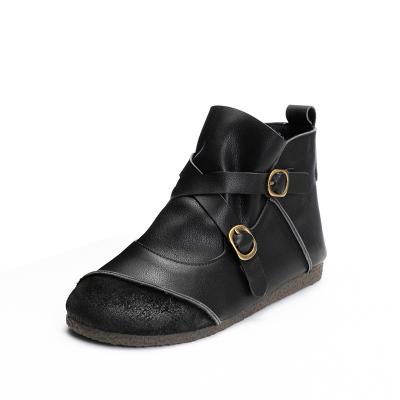 China S418 2020 Autumn And Winter New Martin Boots Retro Original Handmade Leather Stitching Fleece Flat Women'S Short Boots for sale
