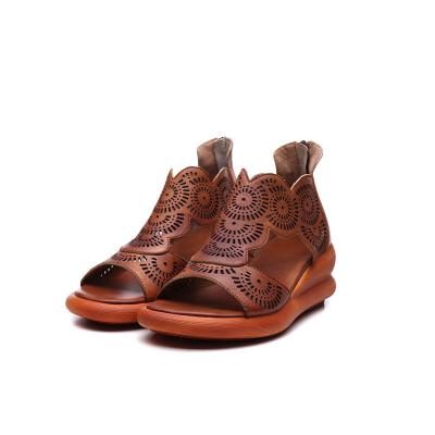 China S429 Genuine Leather Women'S Sandals 2020 New Women'S Shoes Ins Tide Shoes Net Red Open Toe Platform Wedge Sandals for sale