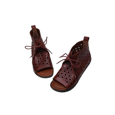 China S433 2020 New Sandals Female Open Toe Breathable Cool Leather Sandals Female Ins Trendy Shoes Hole Shoes for sale