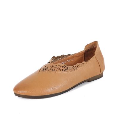 China S434 Spring And Autumn New Classic Round Toe Leather Shoes Hollow Out Literary Temperament, Lazy Women'S Shoes Factory for sale