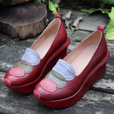 China S465 Women'S Shoes New Leather Casual Rocking Shoes Original Handmade Shoes Flat Color Matching Single Shoes for sale