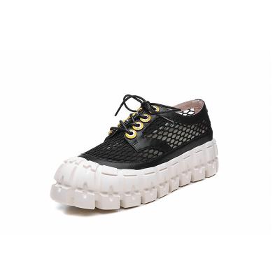 China S470 Summer Mesh Small White Shoes Women'S Breathable Casual Lace-Up Platform Platform Shoes Women'S Shoes for sale