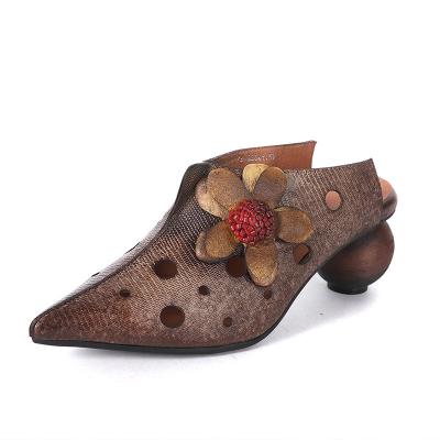 China S496 Spring And Summer New Leather Increased Thick-Soled Women'S Shoes Original Handmade Retro Hollow Carved Single Shoe for sale