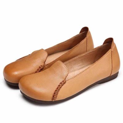 China S500 Retro Color Sheepskin Leather Women'S Shoes Guangzhou Handmade Shoes Flat Women'S Casual Shoes 2020 Spring New Sing for sale