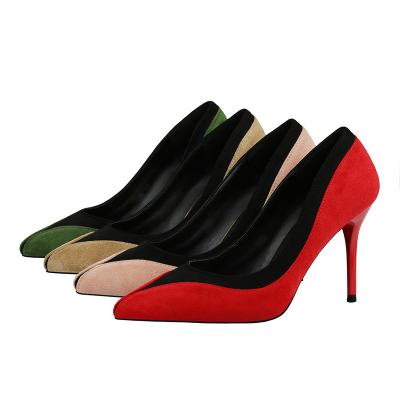China ZM004 9628-13 New Style Wedding Shoes Pointed Toe Shallow Mouth Color Matching High Heels Korean Style Super High Heel S for sale