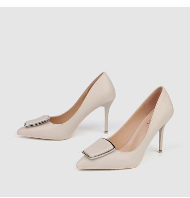 China ZM008 929-40 Square Buckle Single Shoes Women 2020 Spring New Women'S Shoes Shallow Mouth Stiletto Pointed Toe Ladies Hi for sale