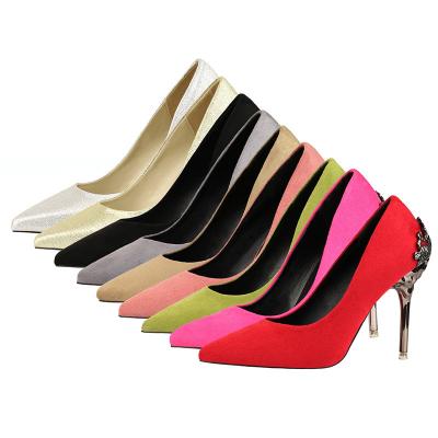 China ZM012 Pointed Toe High Heels Super High Heel Suede Wedding Shoes Temperament Women'S Shoes Boots Children Pointed High for sale