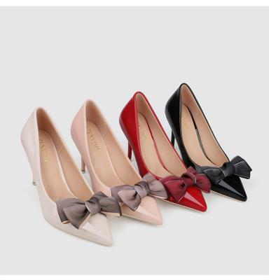 China ZM023 96289-33 Korean Style Single Shoes Women New Women'S Shoes Bowknot Pointed Shallow Mouth Stiletto High Heels Women for sale