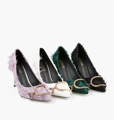 China ZM029 96289-3 New Style Single Shoes Women'S Pointed Shallow Mouth Stiletto High Heels Women'S Korean Sexy Hairy High He for sale