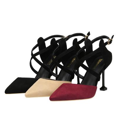 China ZM038 A857-5 Summer 2020 New Cross Strap Ladies High Heel Sandals Cat Heel Women Sexy Single Shoes Wholesale for sale